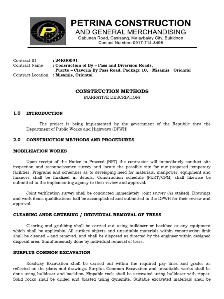 24KO0091 - Construction Method | PDF | Concrete | Road Surface