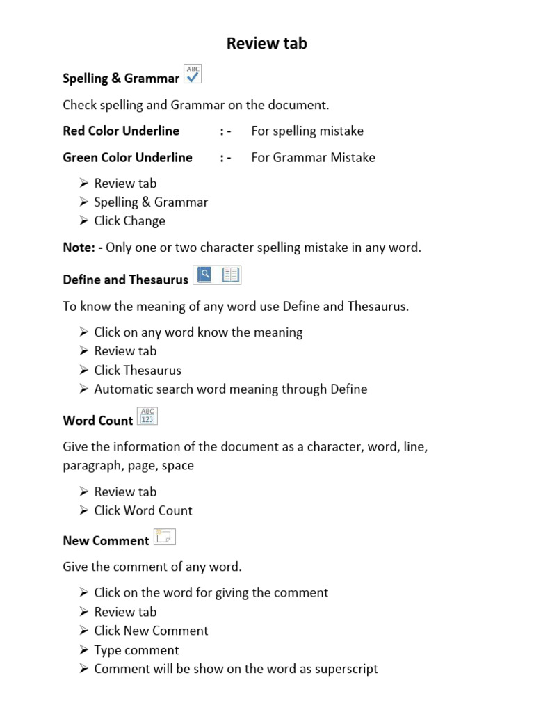 Twelve Day in Computer Class (Ms-Word Review Tab) | PDF