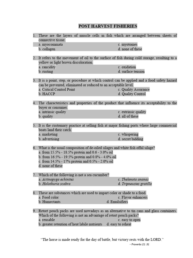 POST HARVEST FISHERIES Exam | PDF | Ice | Polymers