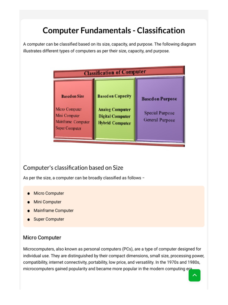 Computer Fundamentals - Classification | PDF | Mainframe Computer ... Computer Fundamentals - Classification | PDF | Mainframe Computer ...