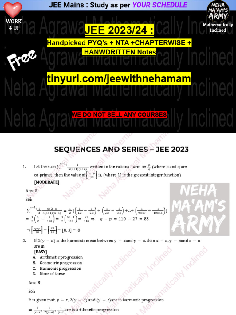 SEQUENCE & SERIES DPP Solutions | PDF | Mathematical Objects | Elementary Mathematics