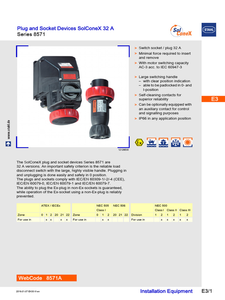 Stahl 8571 PlugsAndSockets | PDF | Ac Power Plugs And Sockets | Electrical Connector