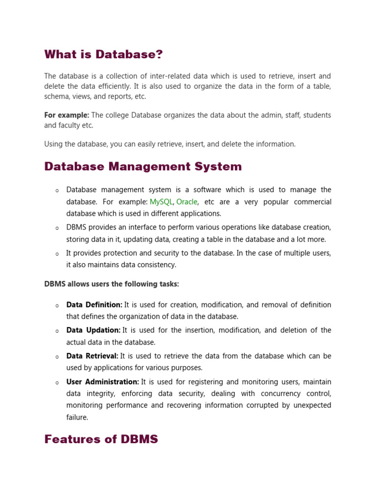 Introduction of DBMS | PDF | Databases | Client–Server Model