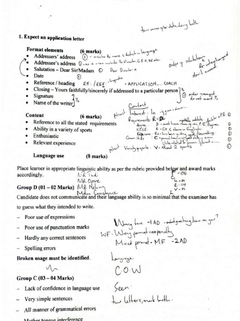 English Paper 1 Marking Scheme KCSE 2020 Teacher - Ac | PDF