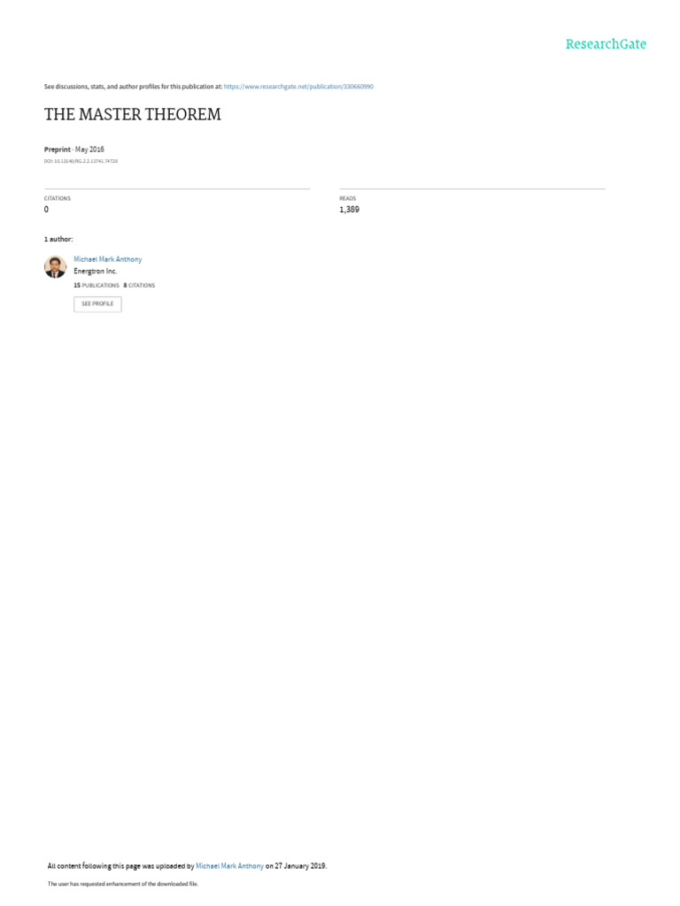 THEMASTERTHEOREM | PDF | Arithmetic | Algebra