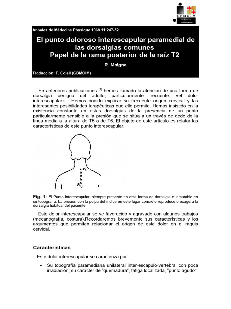 Punto Doloroso Interscapular 1968 | PDF | Dolor | Nervio