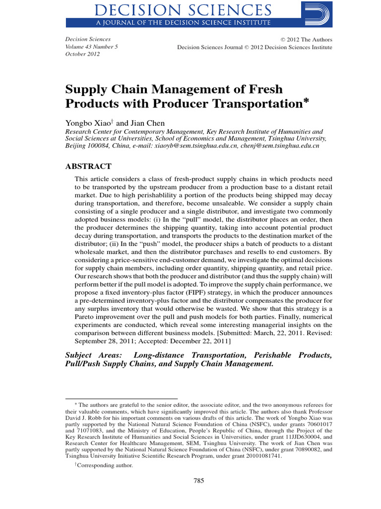 Fresh Product Supply Chain Strategies | PDF | Supply Chain | Prices