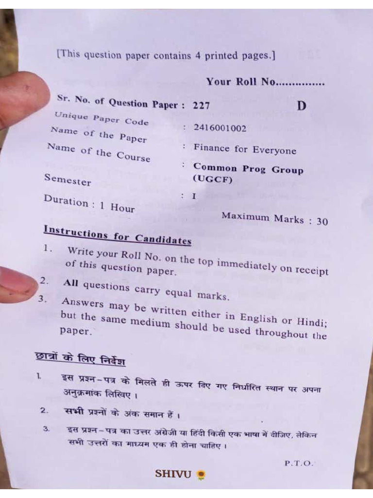 Finance For Everyone Semester 1 Paper | PDF