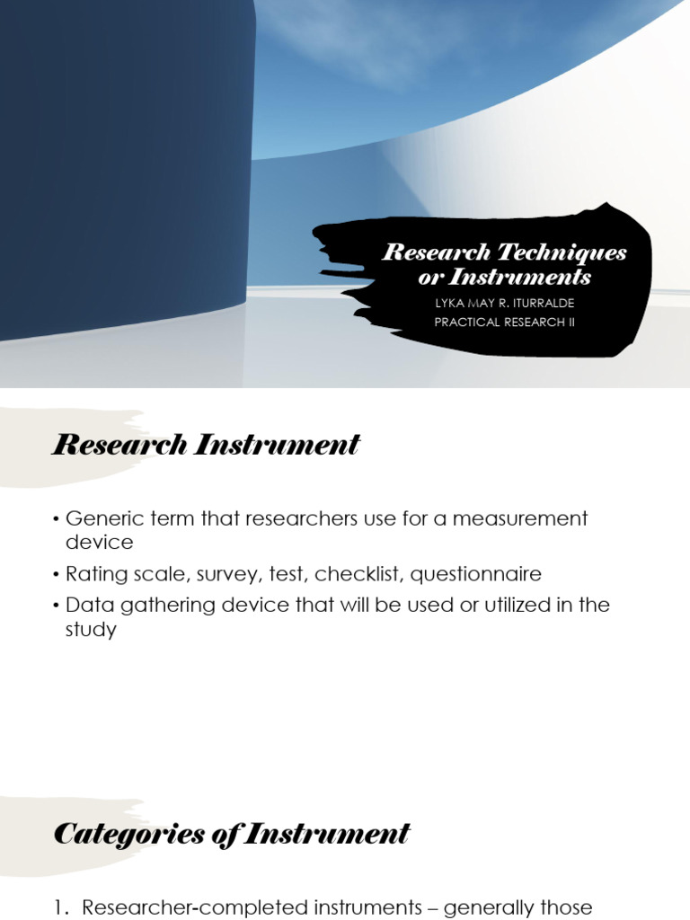 Research Techniques or Instruments | PDF | Survey Methodology ...
