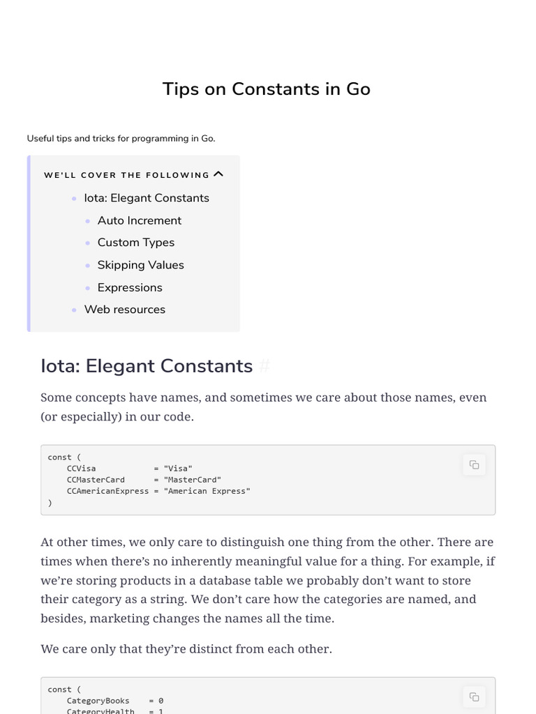 59 Tips On Constants in Go | PDF | Computer Programming | Software Engineering