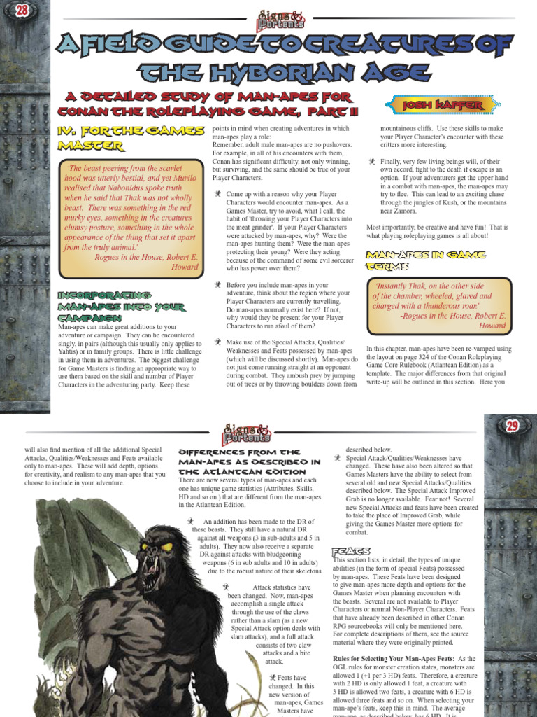 Man-Apes Guide for Conan RPG | PDF | Conan The Barbarian