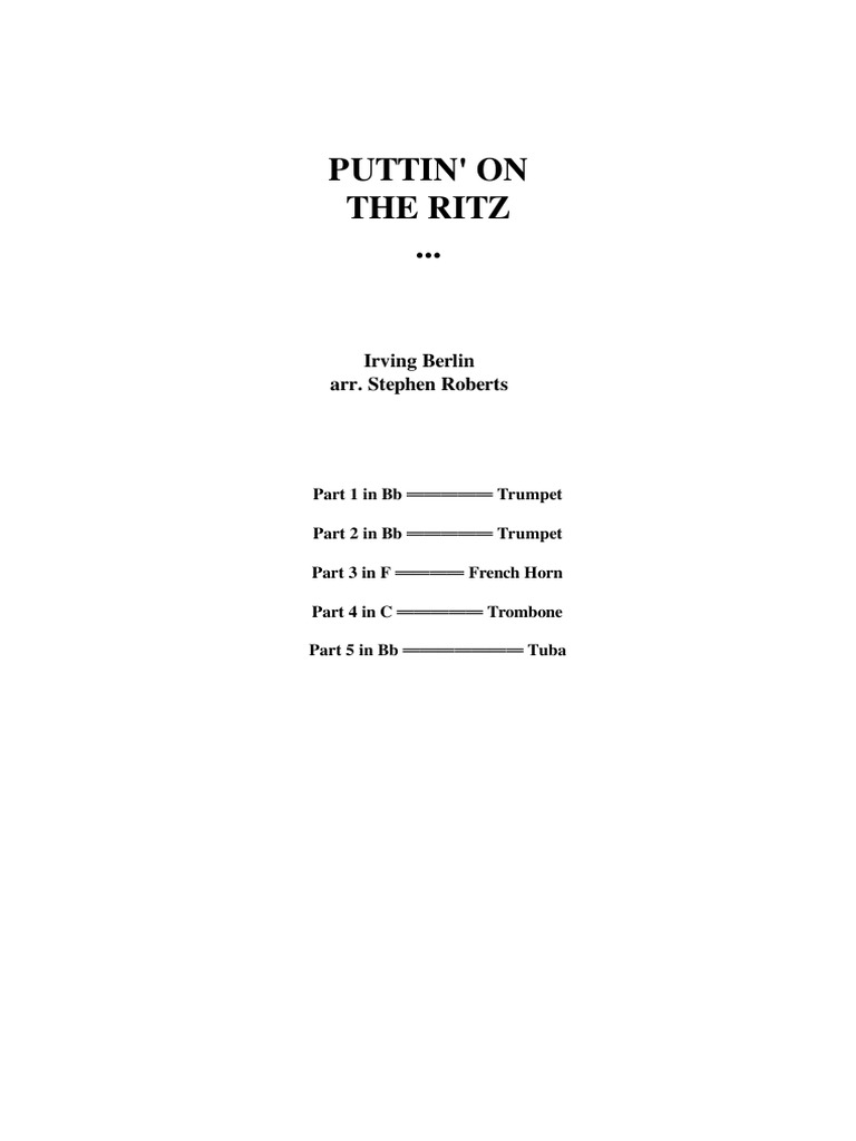 《Puttin' on the Ritz》 (brass quintet) | PDF | Aerophones | Musicology