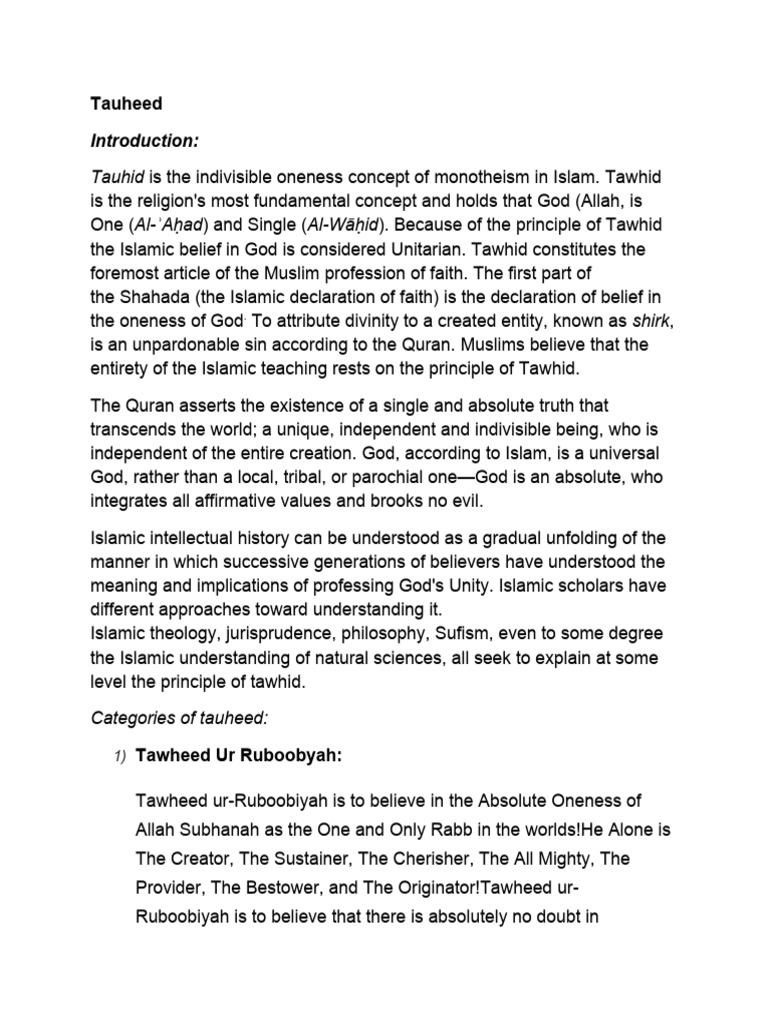 Tauheed | PDF | Tawhid | God In Islam