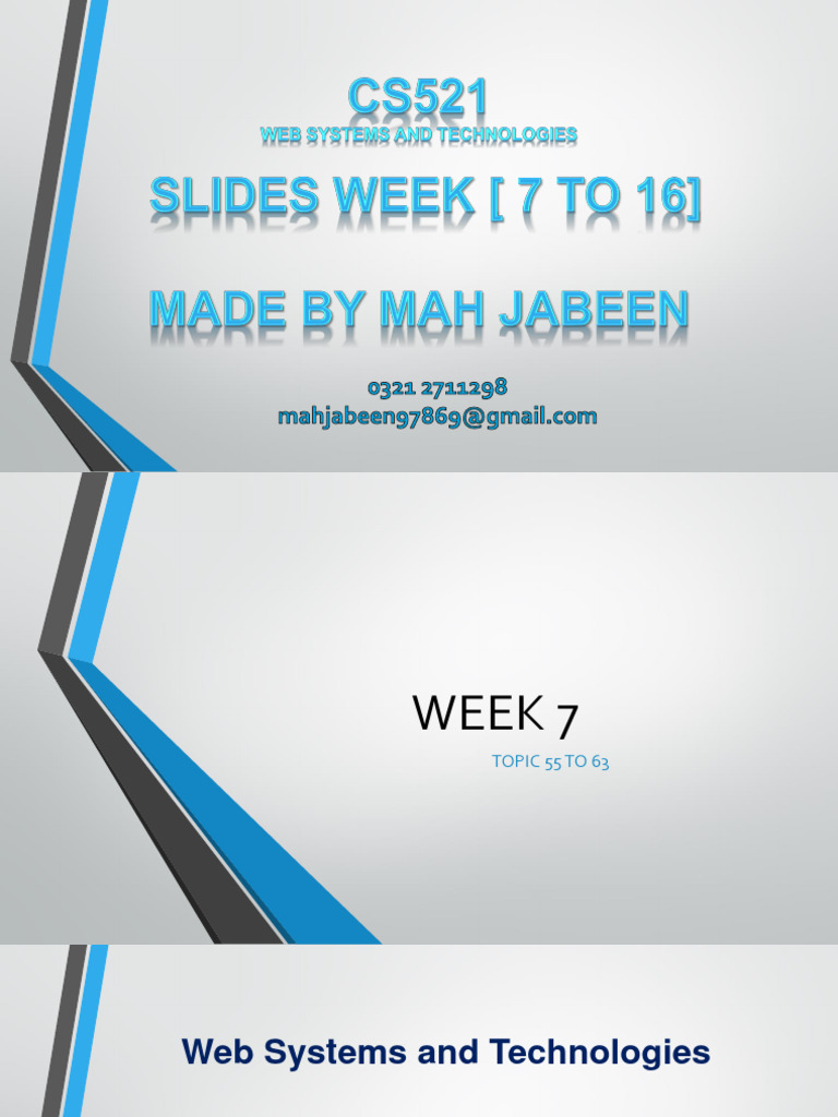 CS521 Slides Week (7 To16) Made by MAH JABEEN | PDF | Http Cookie | World Wide Web