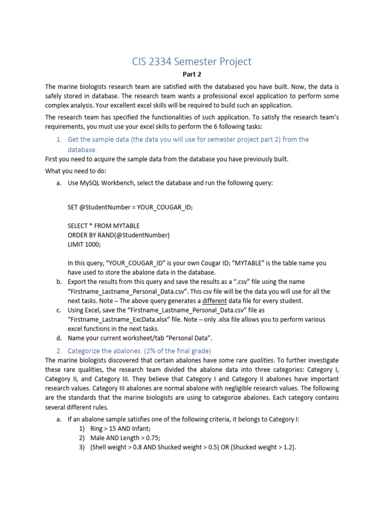 CIS 2334 Semester Project - Part II-3 | PDF | Databases | Comma Separated Values