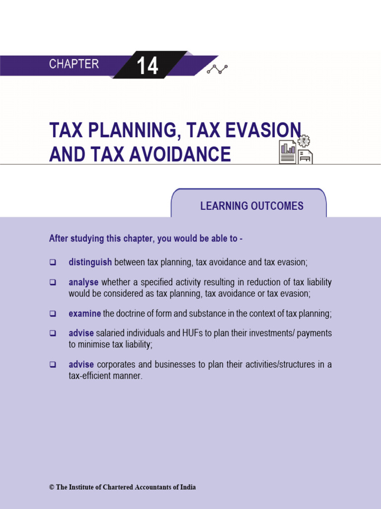 Chapter 14 Tax Planning Tax Evasion and Tax Avoidance | PDF | Tax Avoidance | Taxes