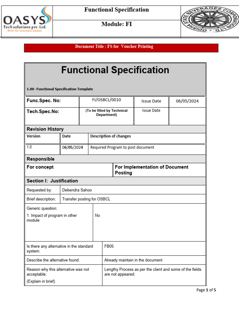 FS for Control Account (Repaired) | PDF | Specification (Technical Standard) | Computer Engineering