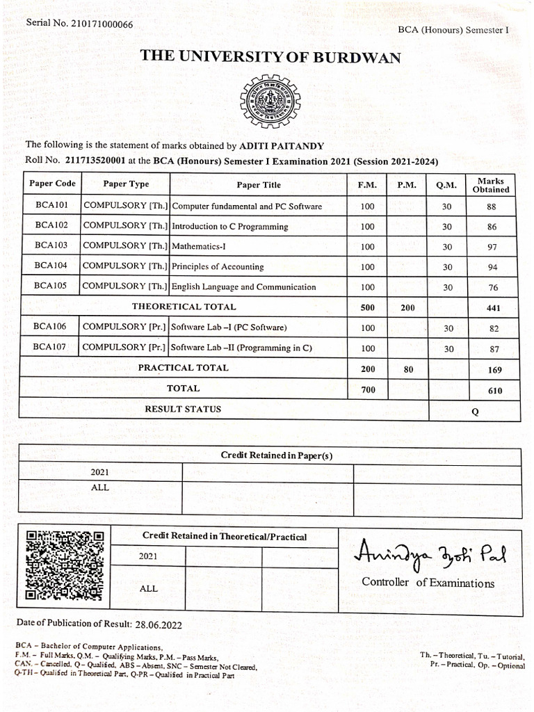 College Marksheet | PDF