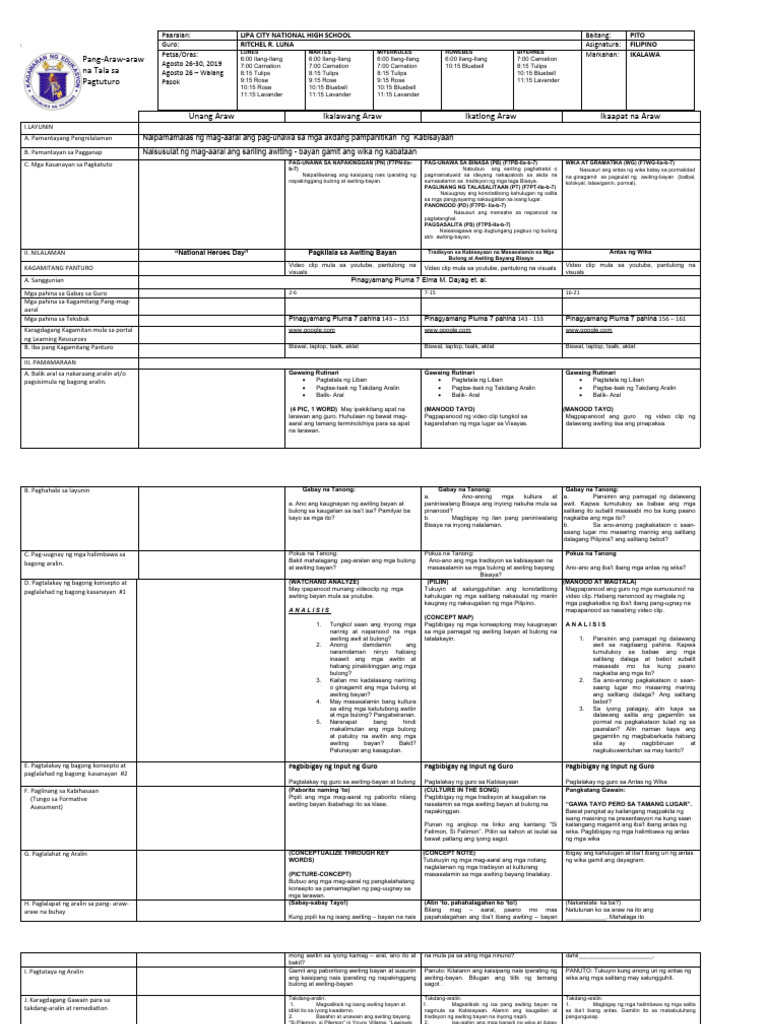 Daily Lesson Plan Week 3 | PDF