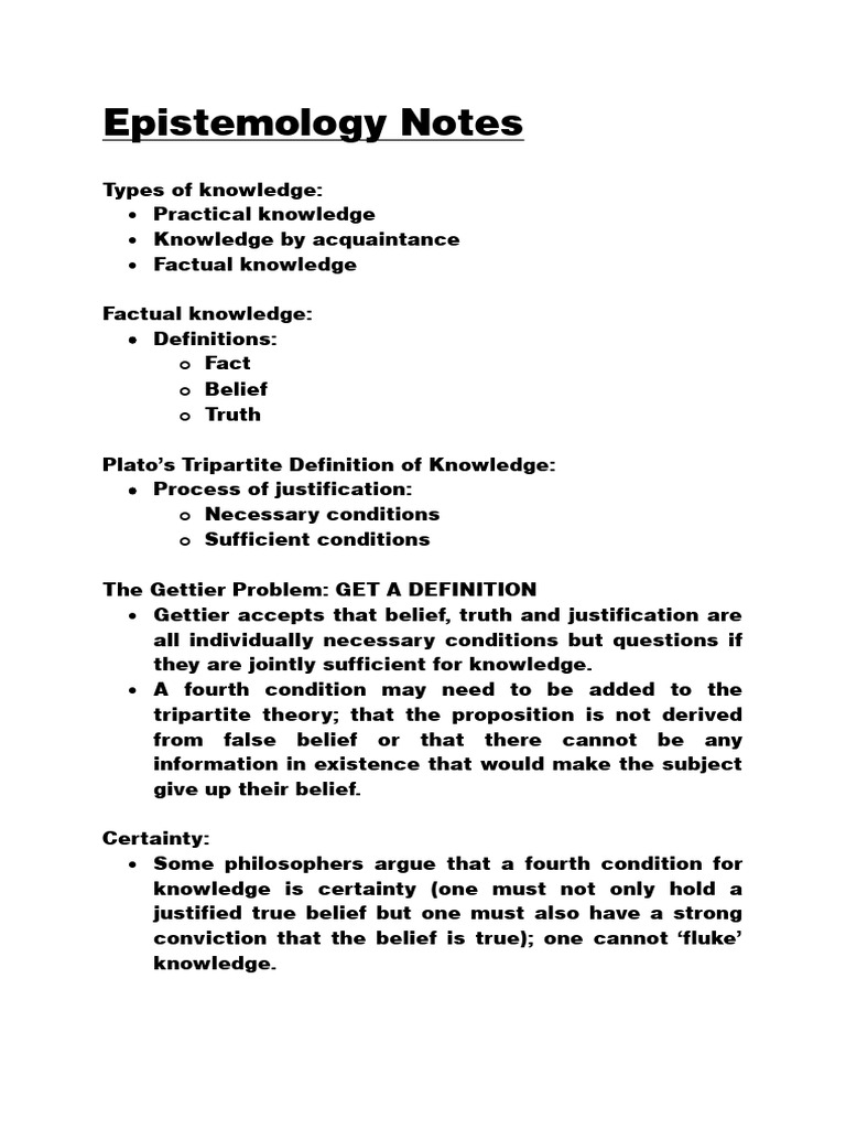 Epistemology Notes | PDF