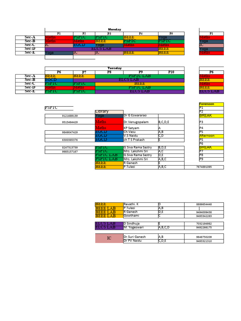 Updated Cse-E1&e2 Time Table-2 | PDF | Databases | Computer Science