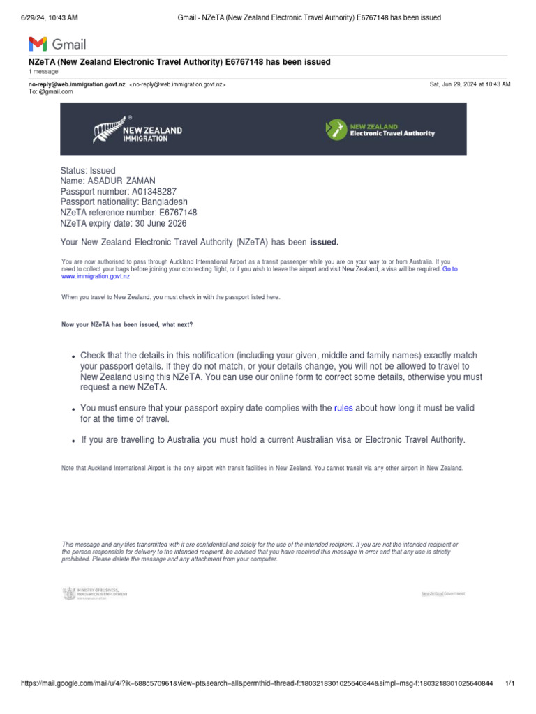 ASADUR ZAMAN-Gmail - NZeTA (New Zealand Electronic Travel Authority ...