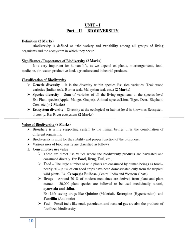 Final Copy Biodiversity Unit 1 | PDF | Biodiversity | Conservation Biology