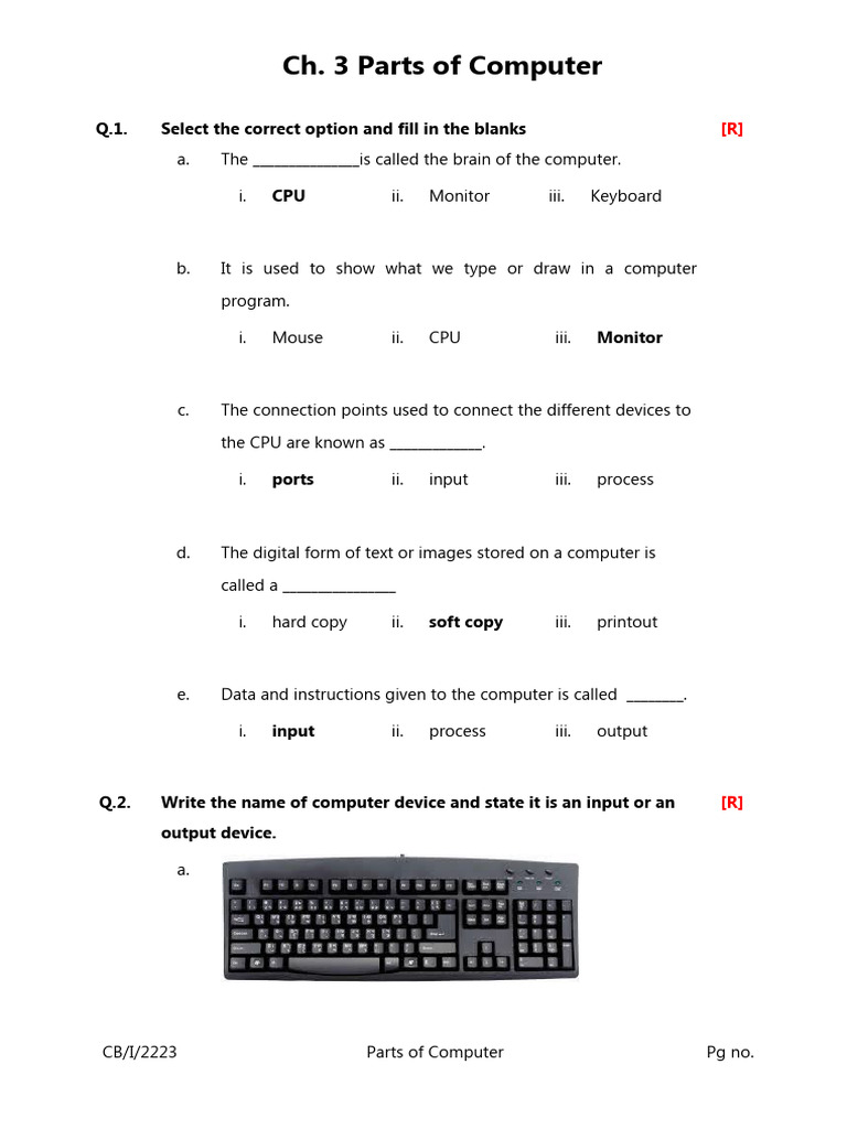 As WS CB I CS Parts of A Computer | PDF | Input/Output | Human–Computer Interaction