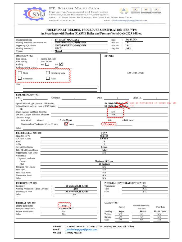 004 WPS Asme SMJ Qaqc 2024 | PDF | Industrial Processes | Materials