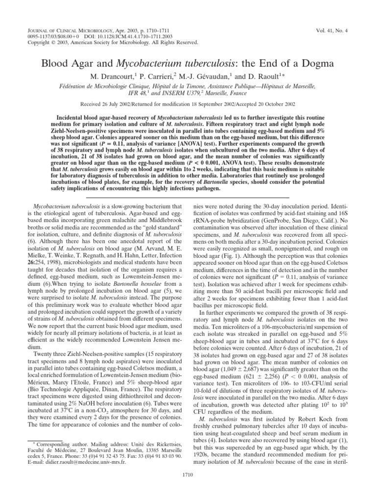 Blood agar and Mtb | PDF | Immunology | Clinical Medicine
