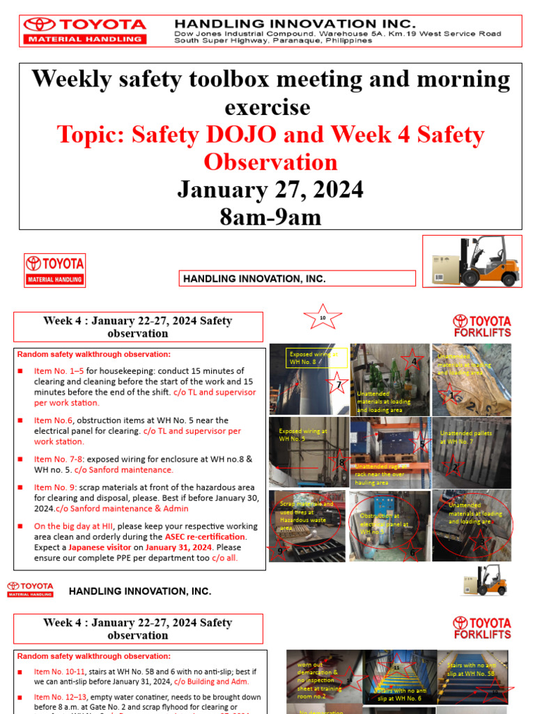 Week 4 Safety Observations Summary | PDF | Safety