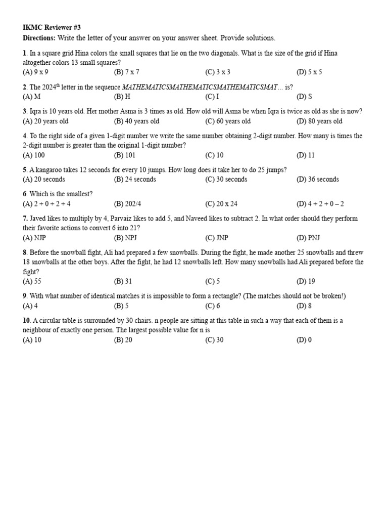 IKMC - Reviewer #3 | PDF | Mathematics | Arithmetic