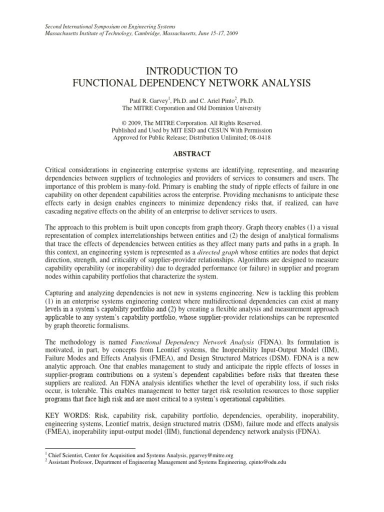 Introduction To Functional Dependency Network Anal | PDF | System | Systems Engineering