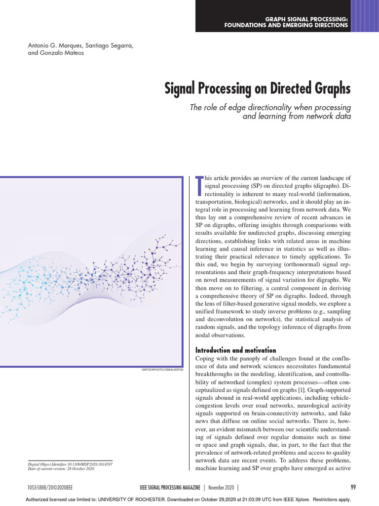 Signal Processing on Directed Graphs | PDF | Eigenvalues And ...