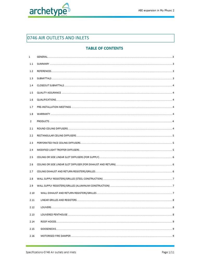 0746 Air Outlet and Inlets | PDF | Duct (Flow) | Building Engineering