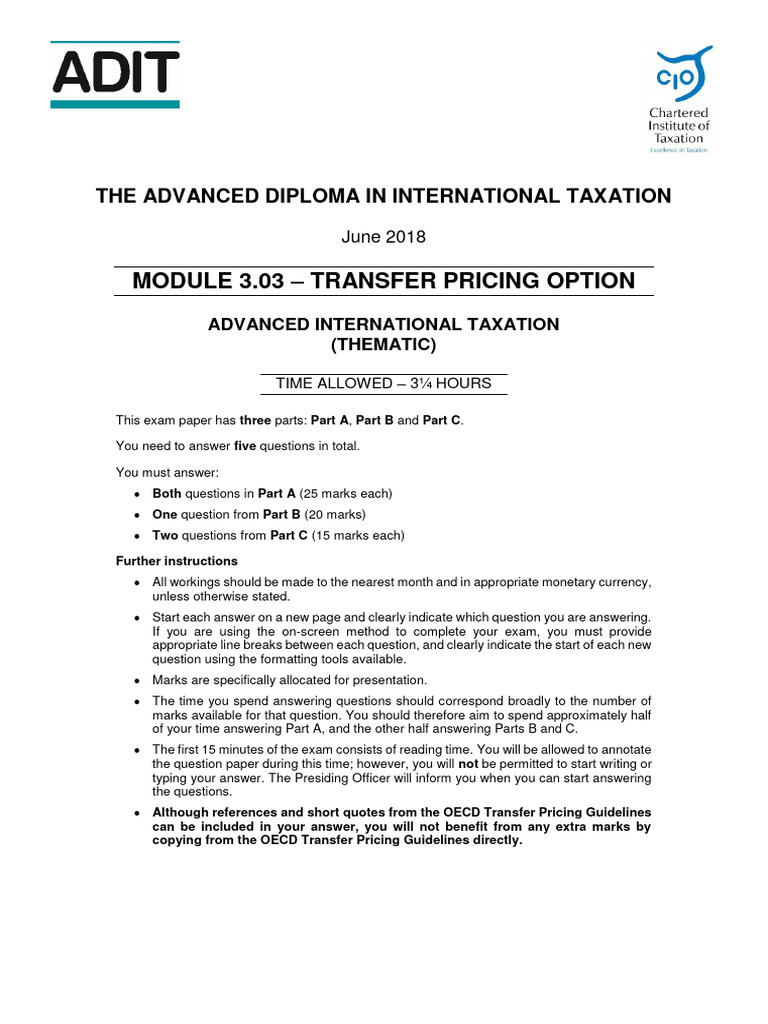 June 2018 Module 3.03 (Question Paper) | PDF | Taxes | Business