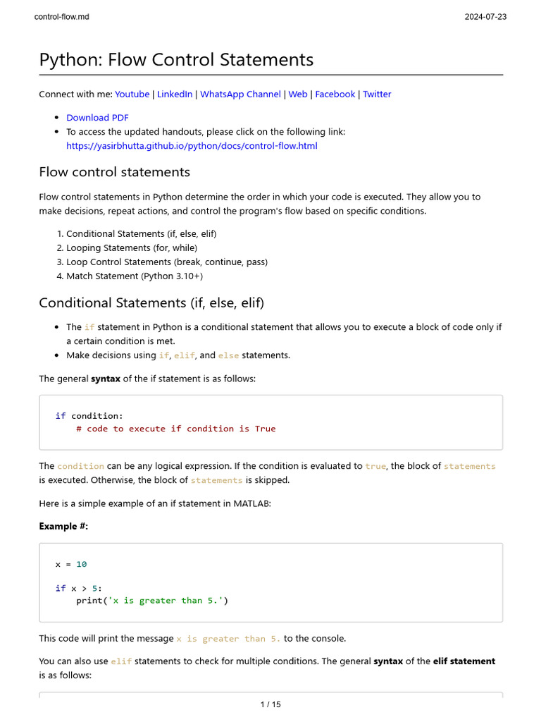 Control Flow | PDF | Control Flow | Python (Programming Language) Control Flow | PDF | Control Flow | Python (Programming Language)
