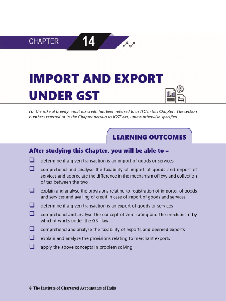 Chapter 14 Import and Export Under GST | PDF | Customs | Taxes