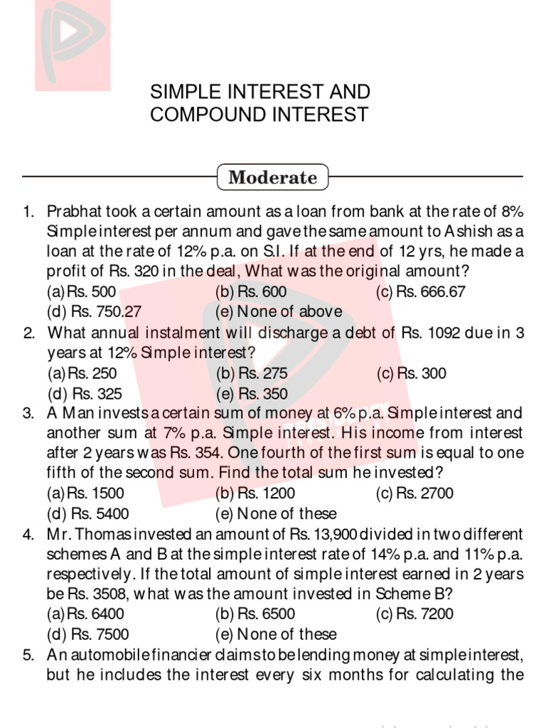 Simple Interest and Compound Interest Module 02 | PDF | Interest ...