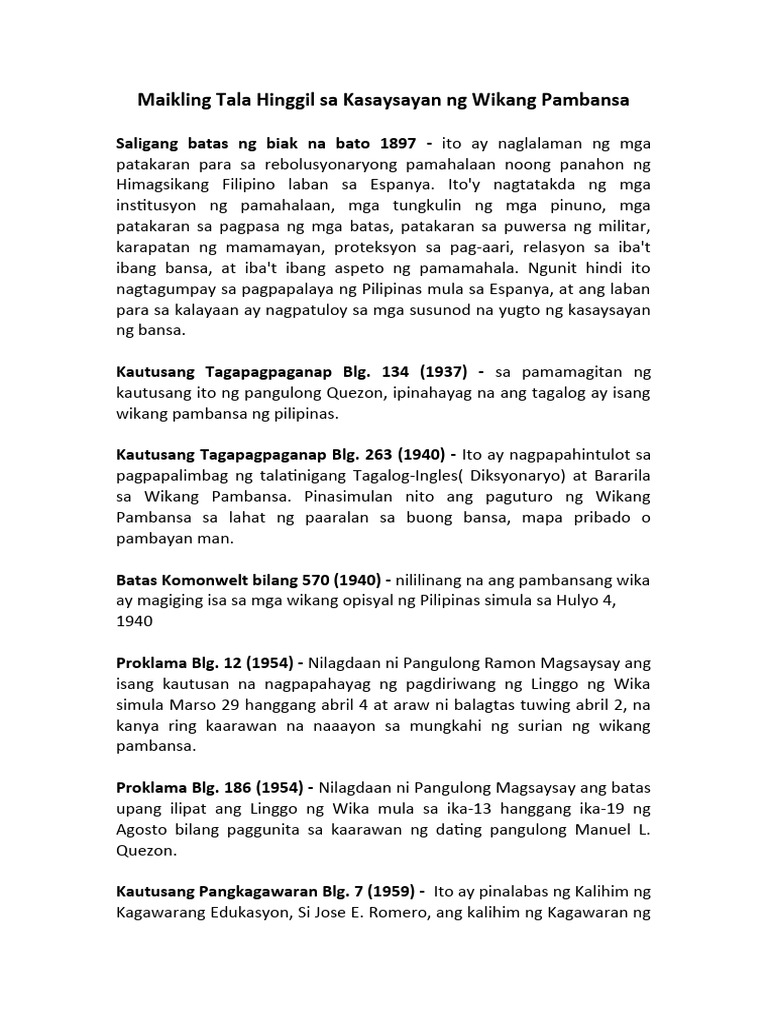 Maikling Tala Hinggil Sa Kasaysayan NG Wikang Pamb | PDF