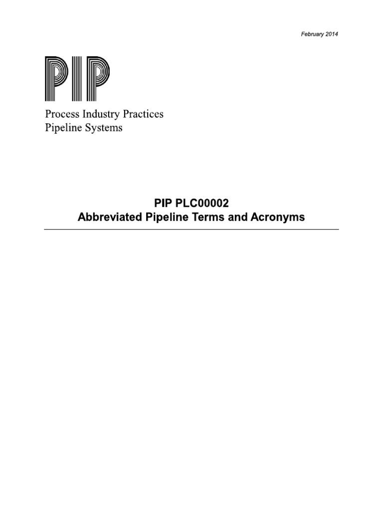PIP PLC00002 Abbreviated Piping Terms and Acronyms | PDF