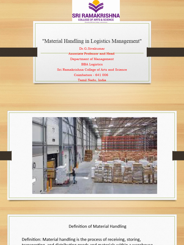 Material Handling in Logistics Management | PDF | Warehouse | Logistics