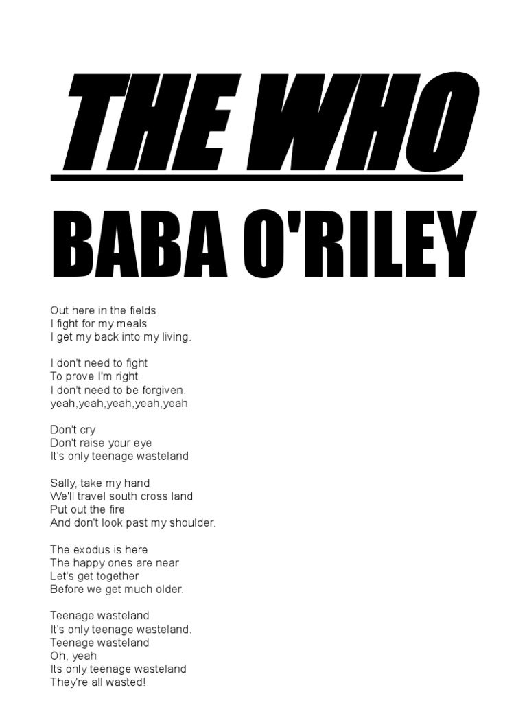Baba O'riley Lyrics | PDF | Poetry