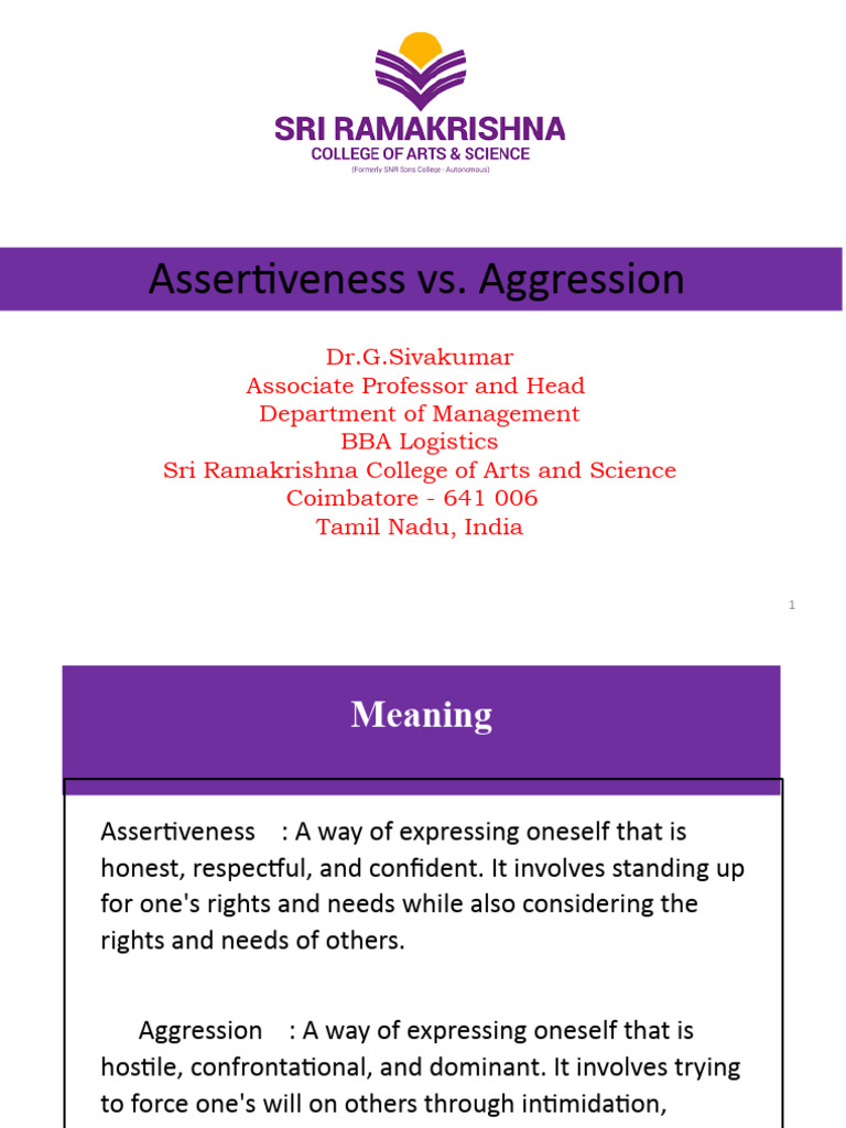 Assertiveness vs. Aggression Explained | PDF | Fear | Popular Psychology
