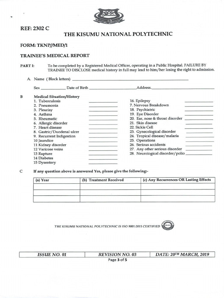 2302 C Trainees Medical Report | PDF