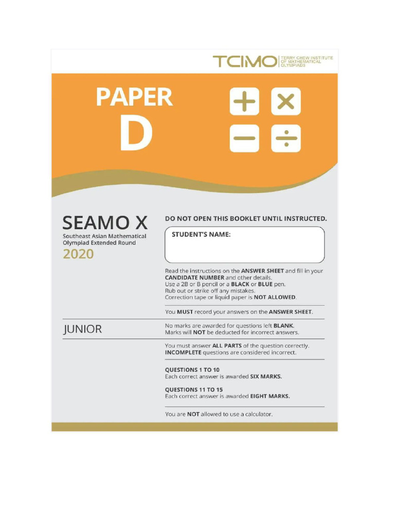 2020 SEAMO X Paper D | PDF