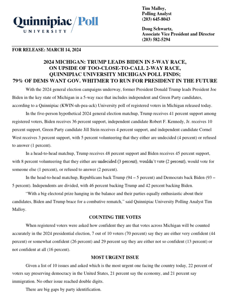 Trump Leads Biden in Michigan Poll 2024 | PDF | Republican Party ...