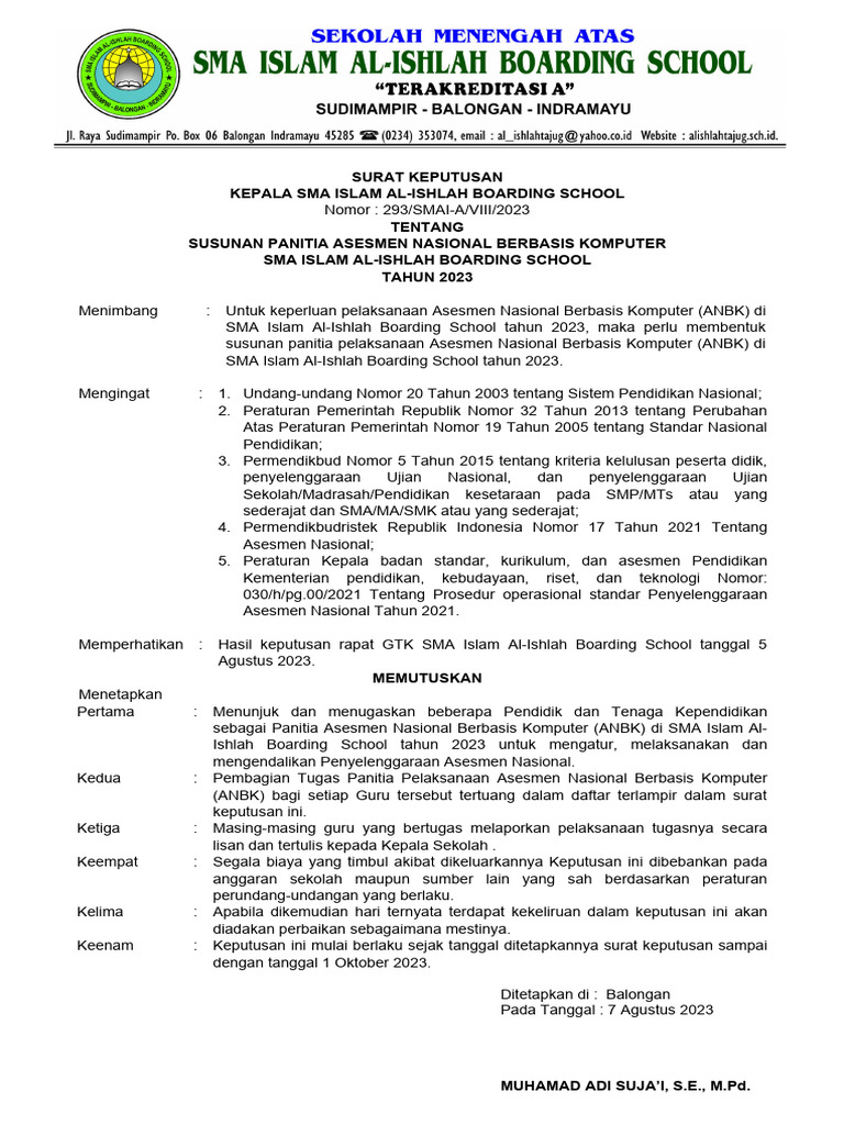 SK Panitia Anbk 2023 | PDF