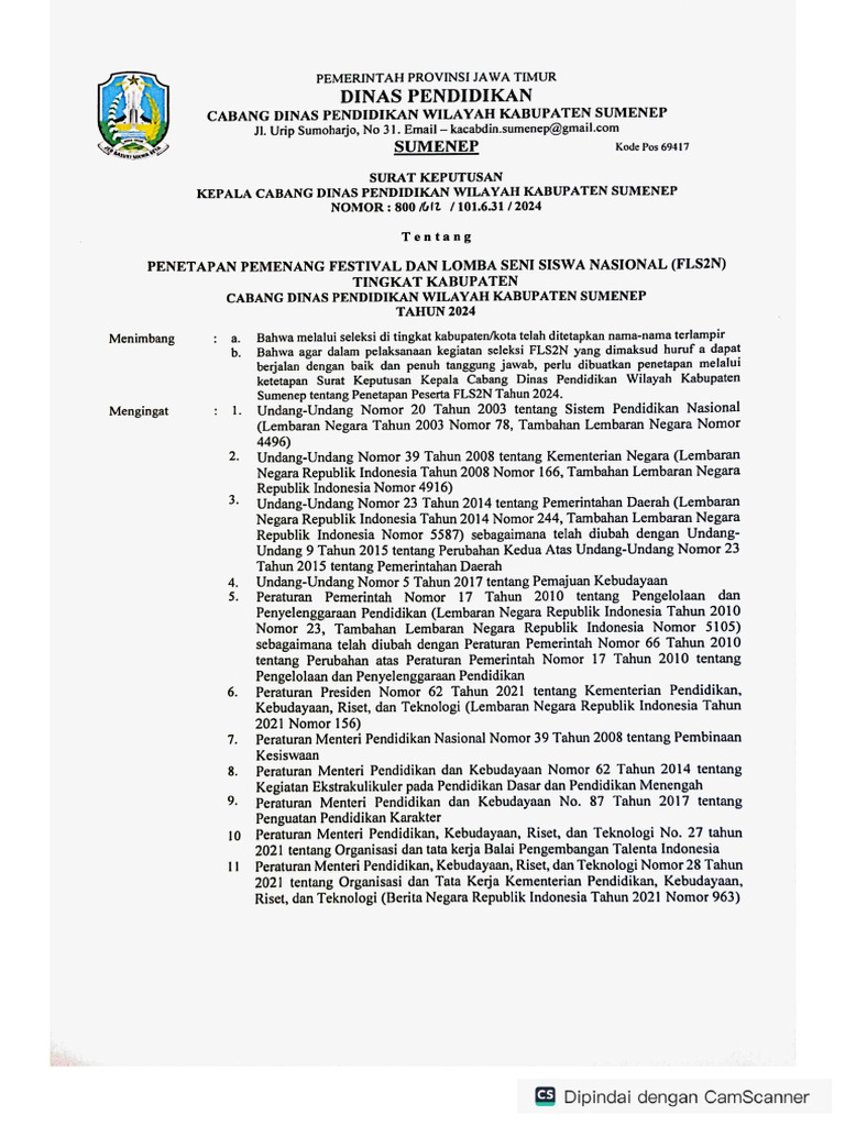 SK Pemenang FLS2N 2024 | PDF