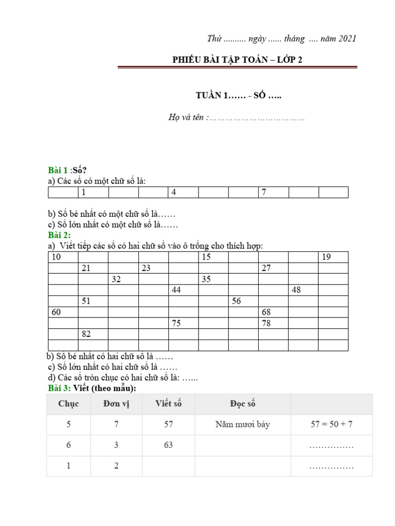 BÀI TẬP CUỐI TUẦN TOAN LỚP 2 KNTT | PDF